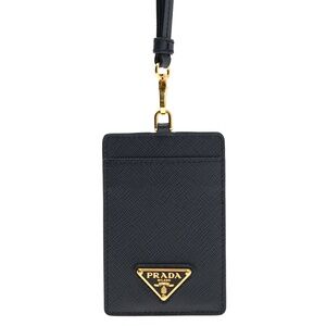 Prada | Bags | Prada Id Badge Card Holder Yellow Navy Blue Leather Mc07 ...